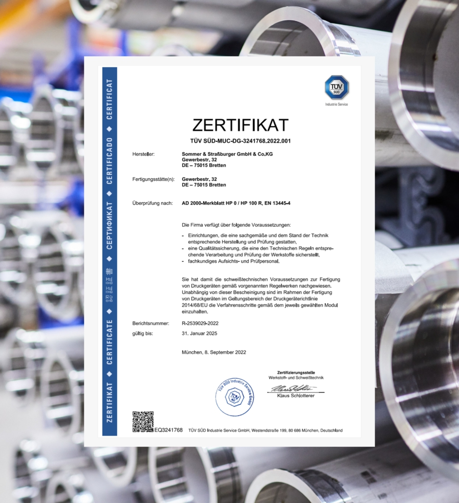 Zertifikate & Zulassungen - Sommer & Strassburger GmbH